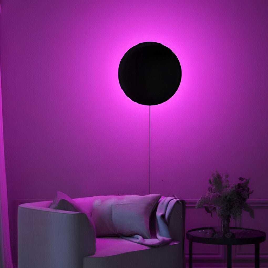 Round Remote Control RGB LED Black Modern Sconces Wall Lamp Wall Light ...