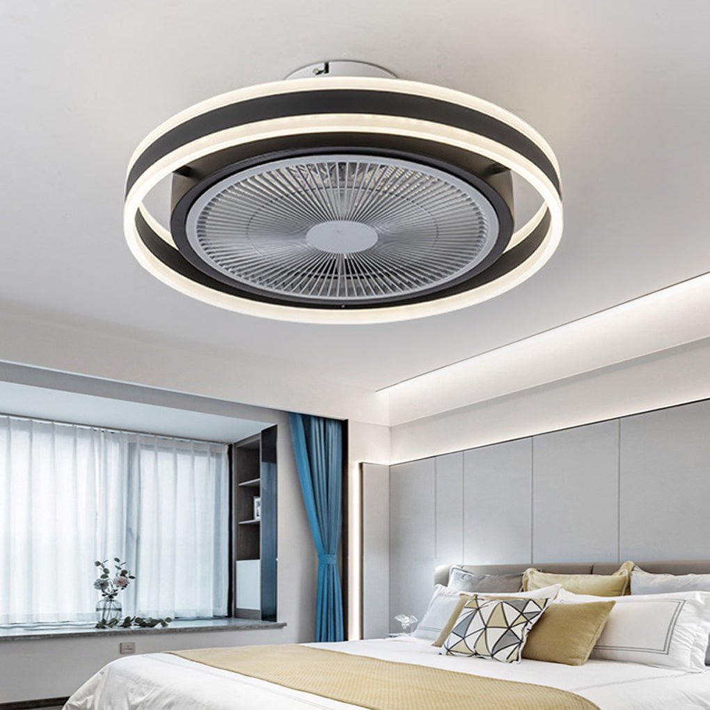 Round Dimming LED Modern Inverter Bladeless Ceiling Fan with Lights ...
