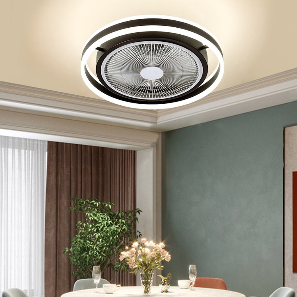Round Dimming LED Modern Inverter Bladeless Ceiling Fan with Lights ...