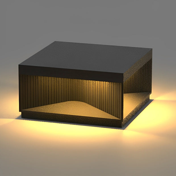 Square Outdoor Pillar Lights - Modern Ribbed Solar Lamp – Dazuma