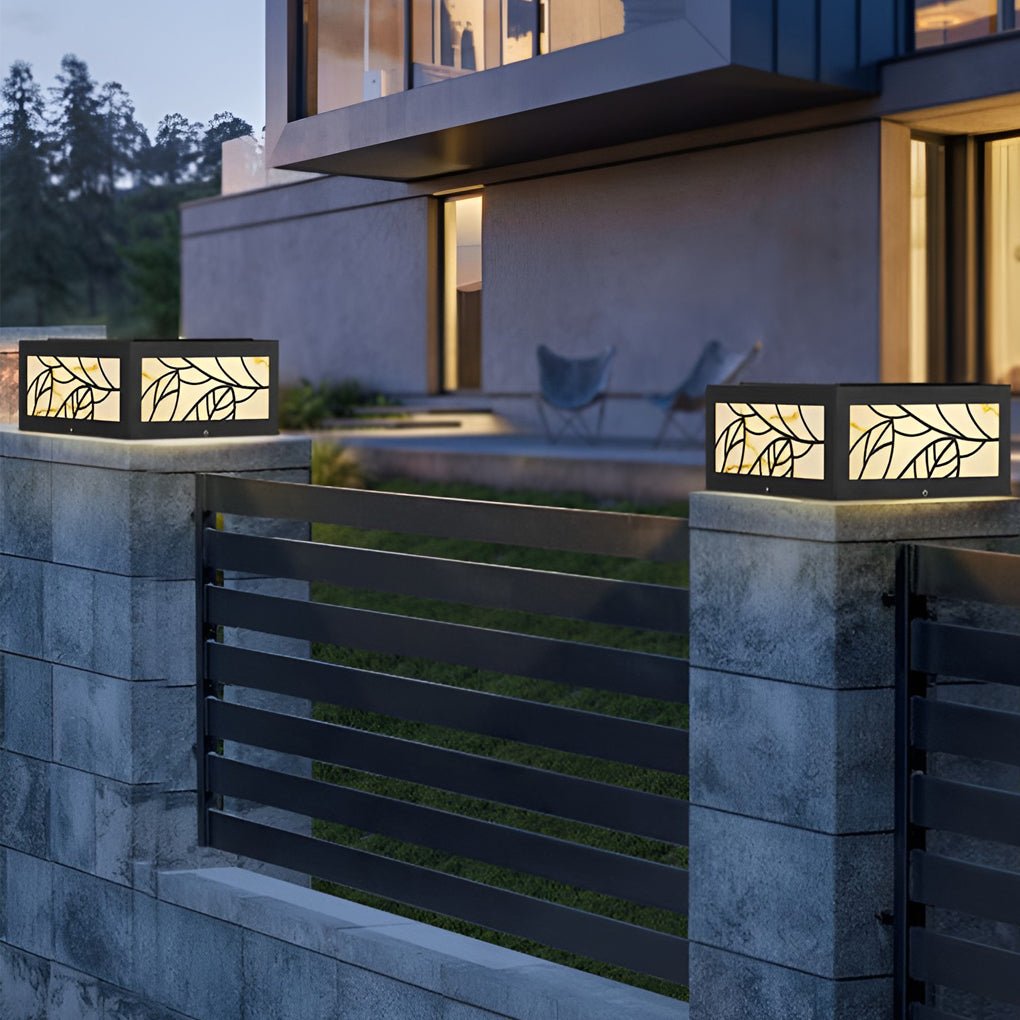 Square Waterproof LED Modern Solar Outdoor Deck Post Lights Pillar ...