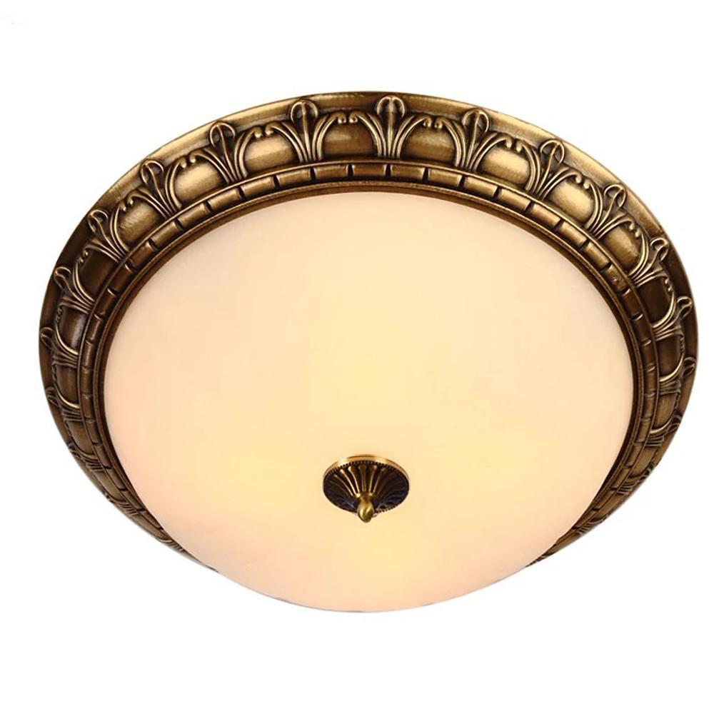 Antique Flush Mount Ceiling Light Vintage Bronze & Frosted Glass Light ...