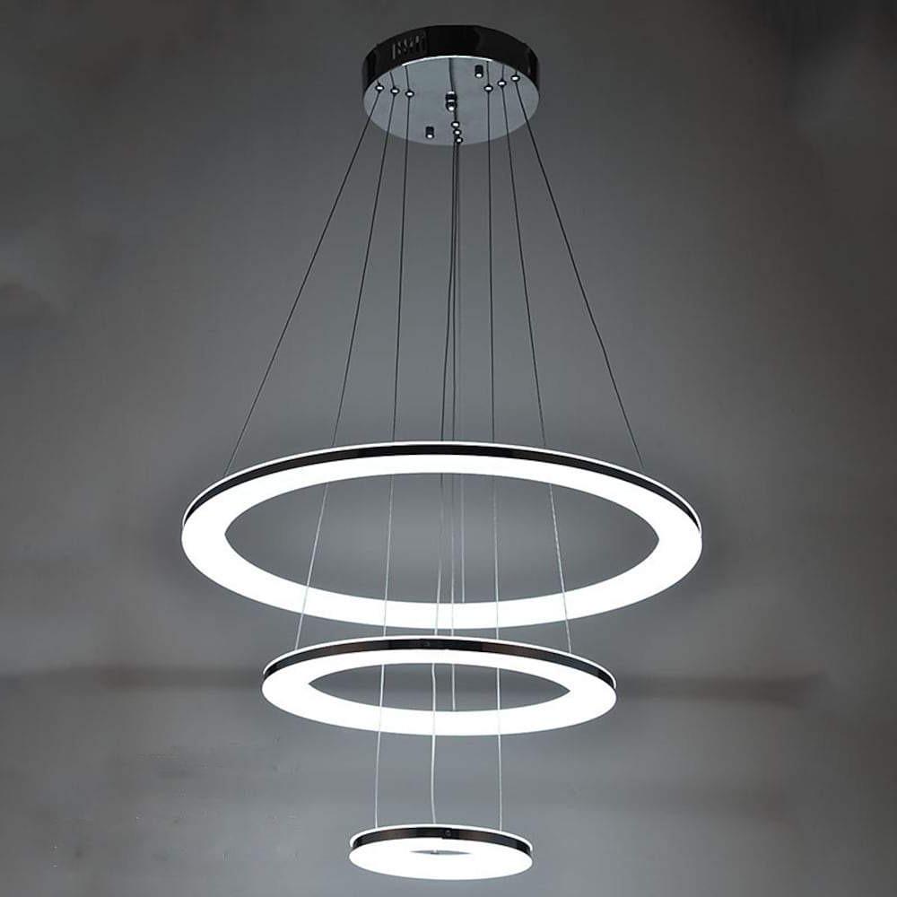 Adjustable LED 3-Ring Chandelier Modern 24" Hanging Ceiling Light - Dazuma