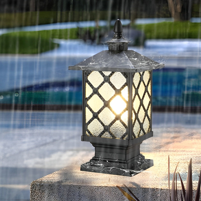 Street Light Pillar - Antique Bronze Lattice Lantern – Dazuma