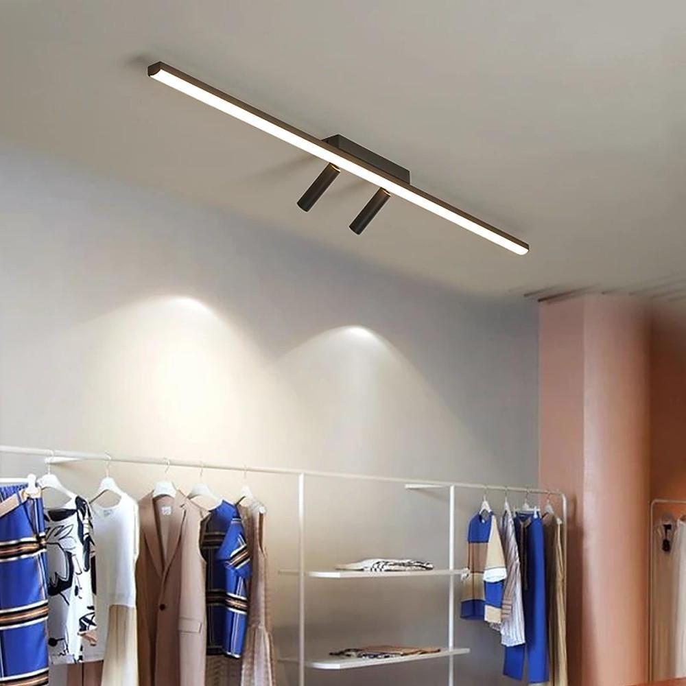 Unique 2-Spotlights Black Linear Semi-Flush Mount Ceiling LED Light ...