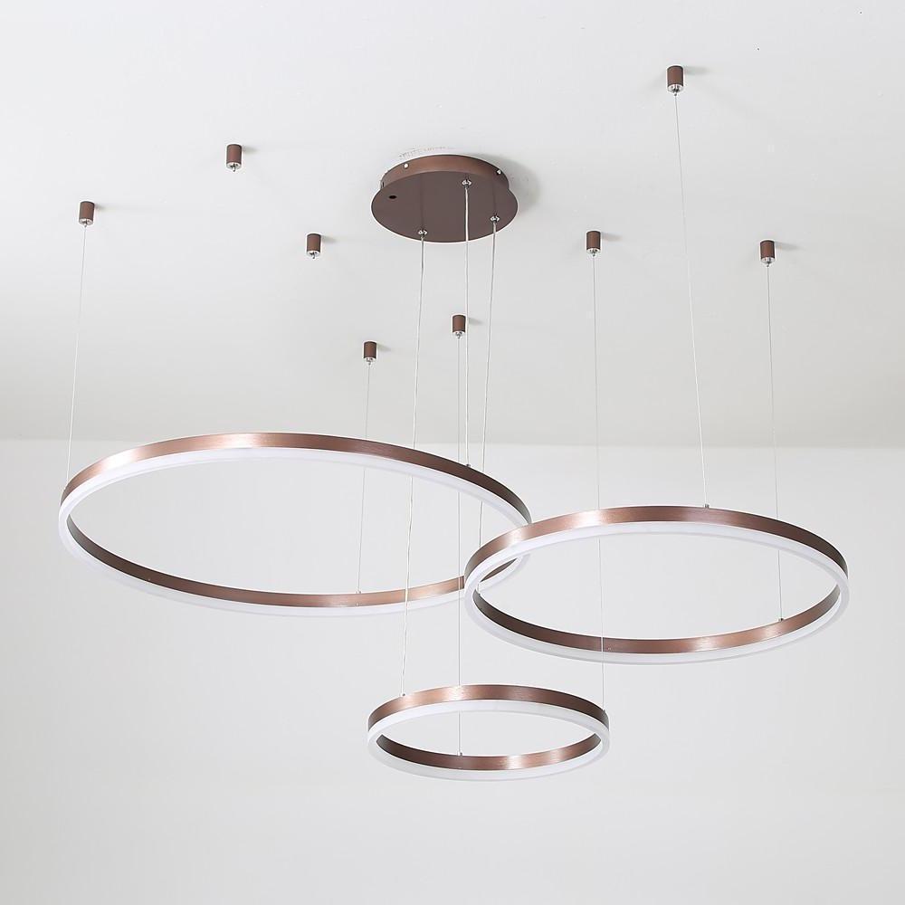 3-Ring Modern Gold/Coffee Electroplated Dining Room Chandelier - Dazuma