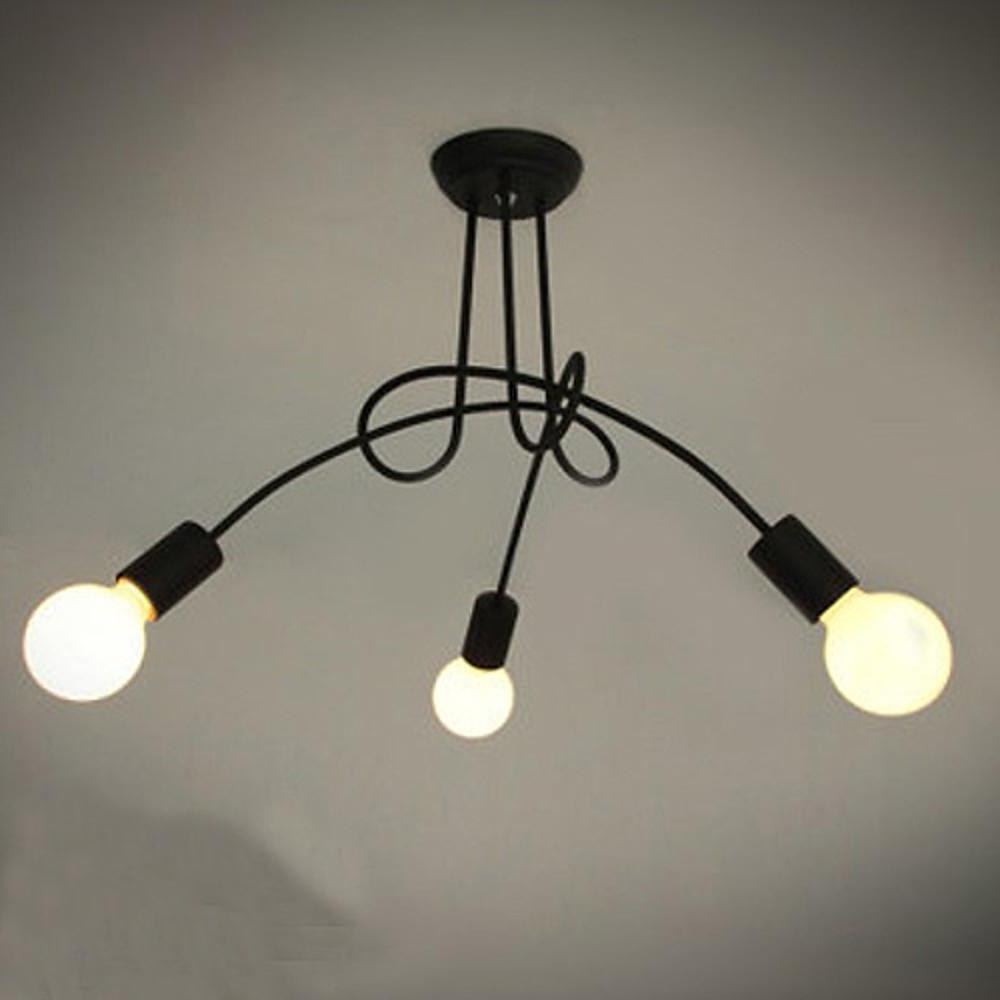 Simplistic Painted Metal Modern Chandelier Exposed Twisted Stem Lights ...