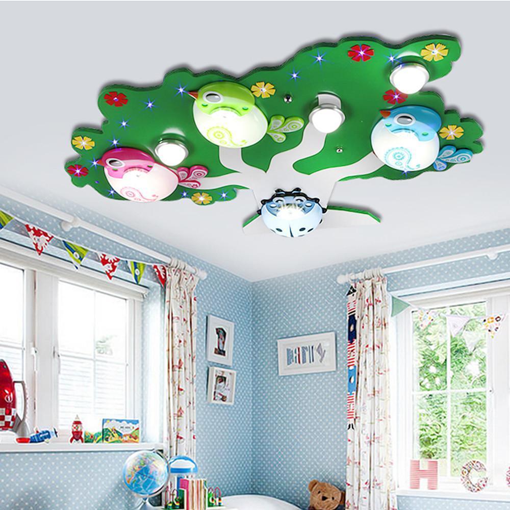 LED Wildlife Colorful Painted Acrylic Glass Flush Mount Ceiling Light ...